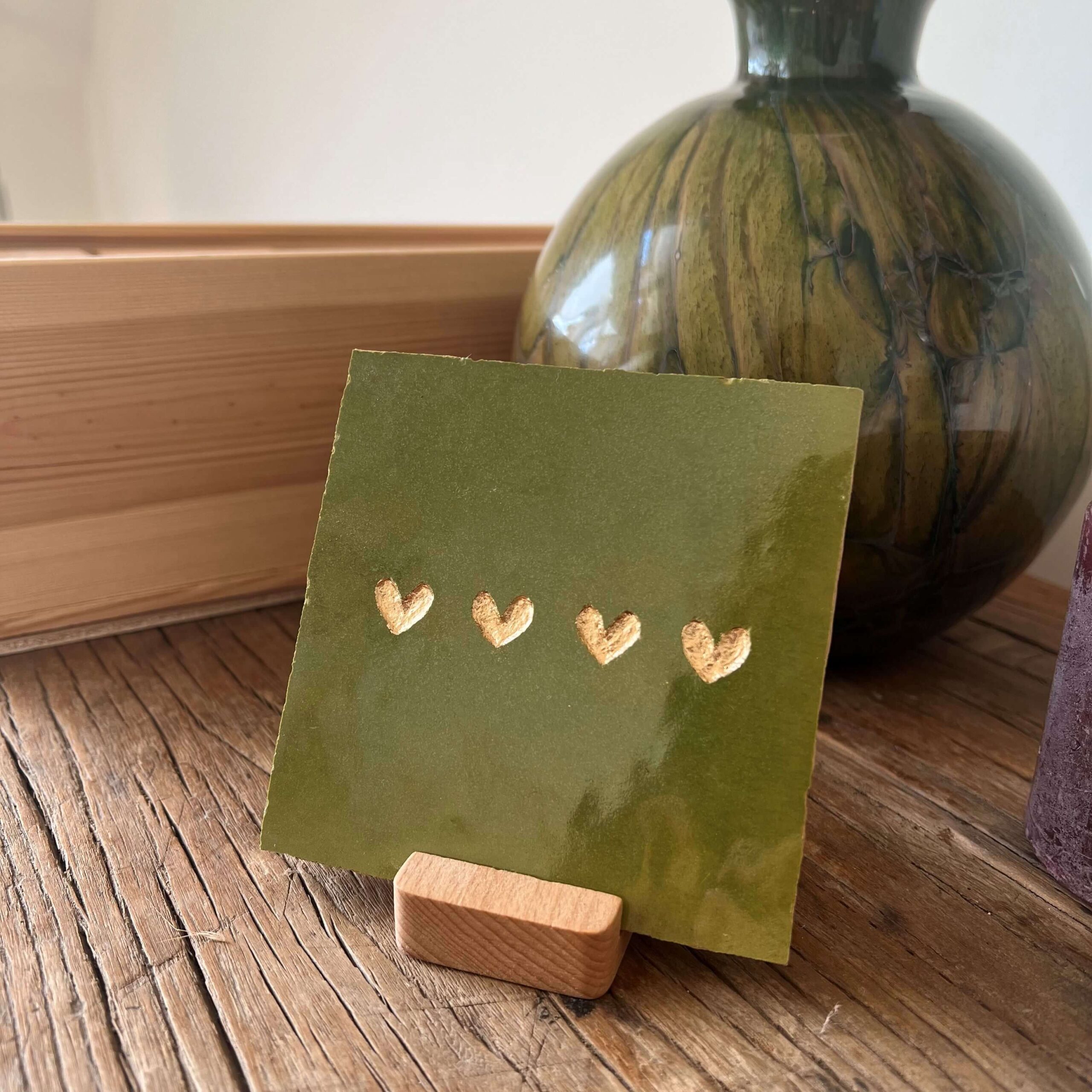 Tegeltje met vier grote hartjes - Hart van Goud Tegeltjes